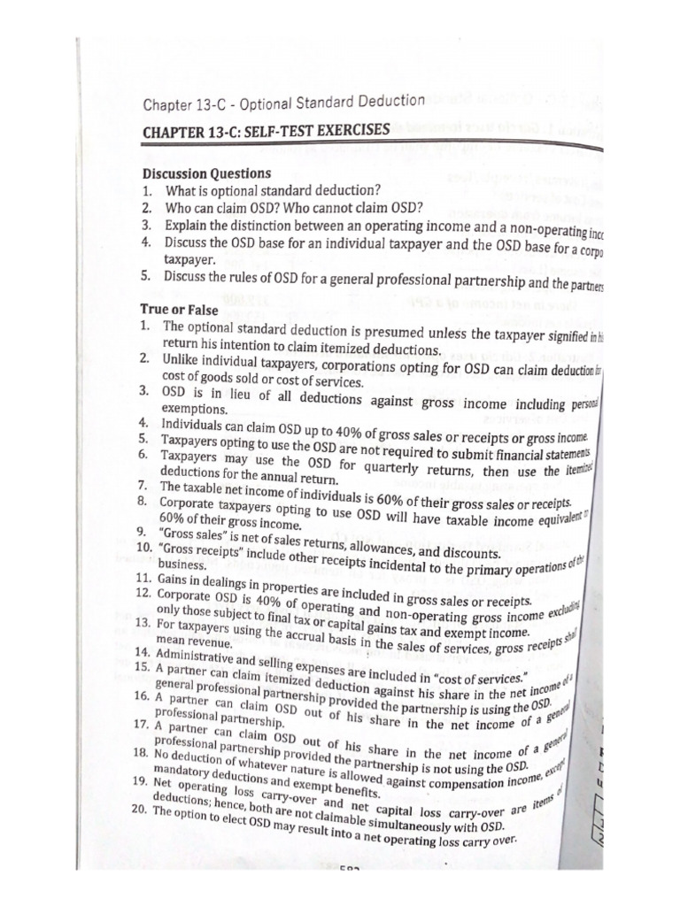 Chapter 13 C Optional Standard Deduction | PDF