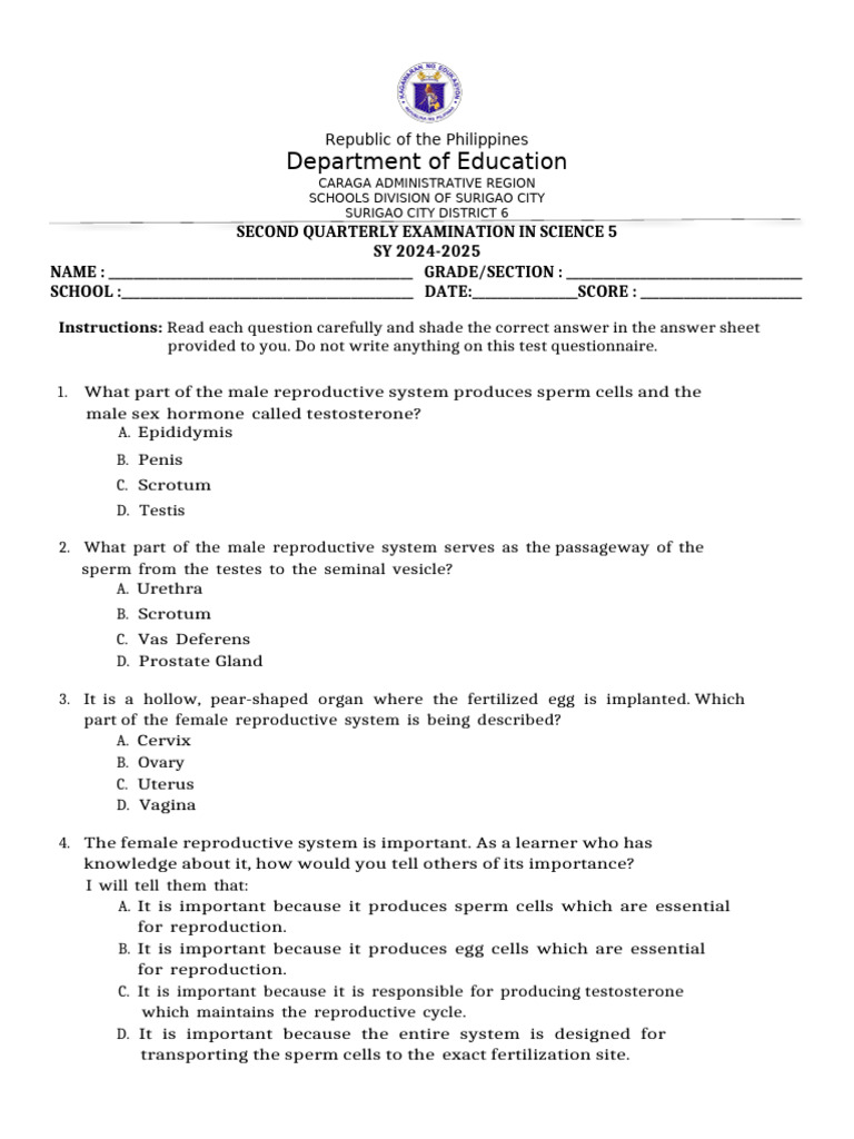 Science 5 - Q2 | PDF | Reproductive System | Menstrual Cycle