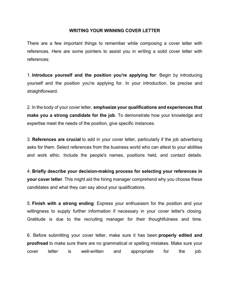 Wrting Your Winning Cover Letter | PDF