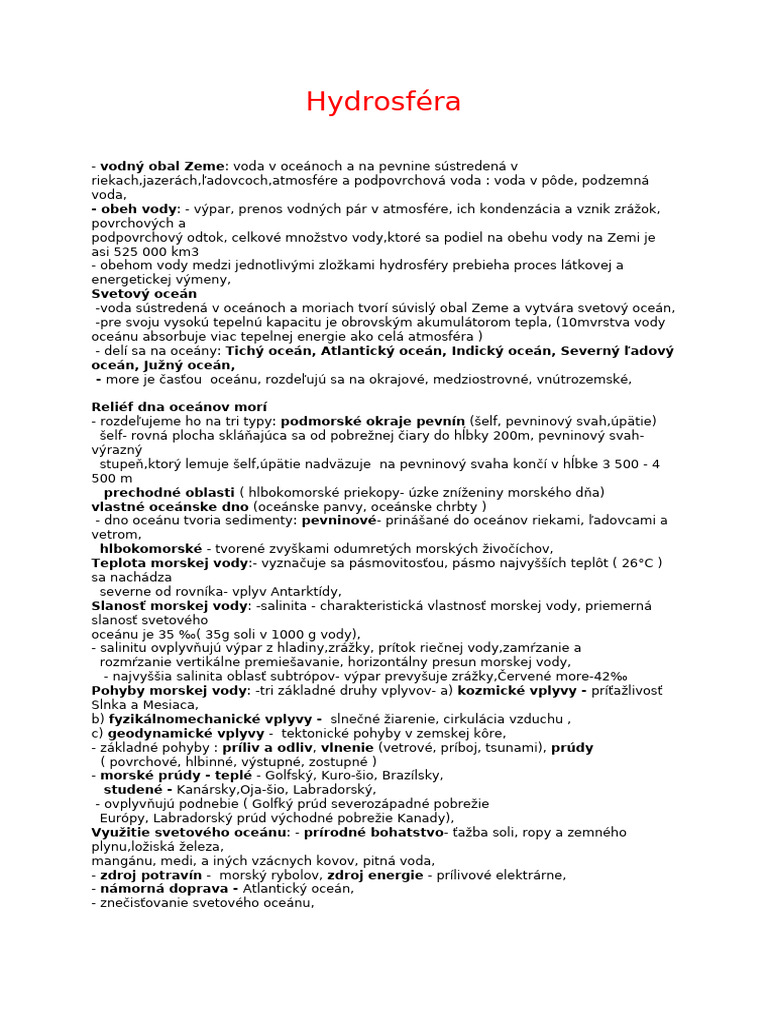 Hydrosféra | PDF