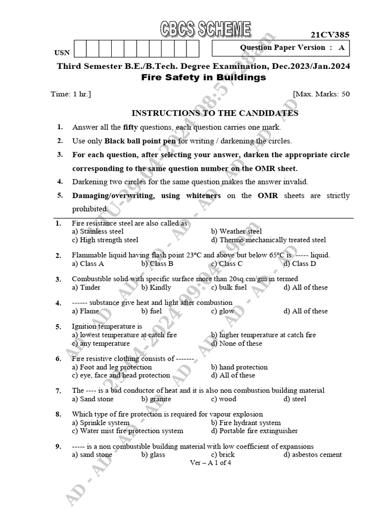 Fire Safety Exam Questions 2023-2024 | PDF | Fires | Firefighting