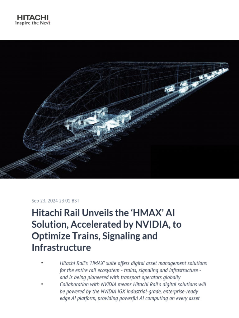 Hitachi Rail Unveils The HMAX' AI Solution, Accelerated by NVIDIA, To ...