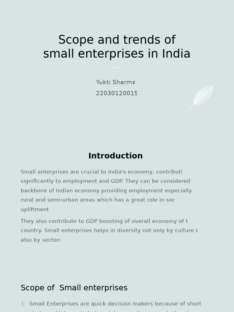 Scope and Trends of Small Enterprises in India | PDF | Small Business ...