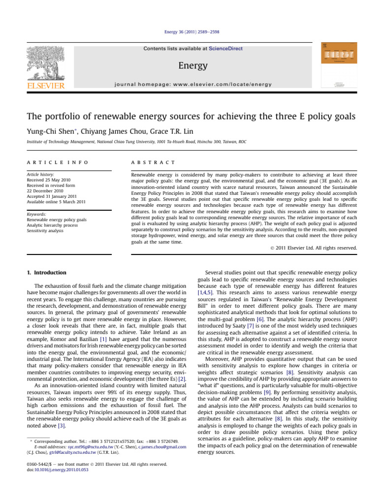 Shen Vd. - 2011 - The Portfolio of Renewable Energy Sources For Achi ...