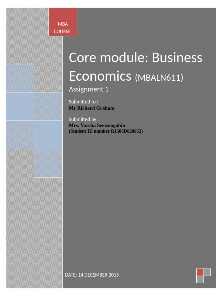 Assignment 1-Business Economics | PDF | Monopoly | Perfect Competition