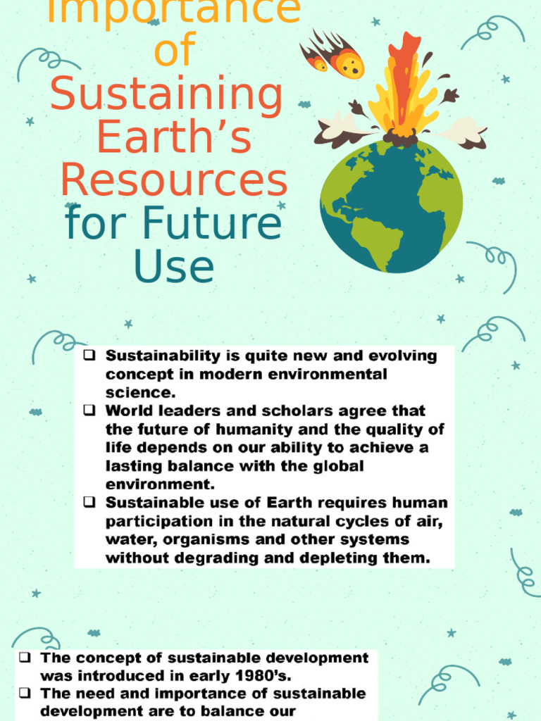 Importance of Sustaining Earths Resources For Future Use | PDF