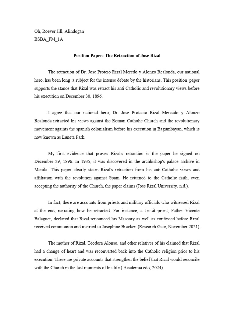 Oh - POSITION PAPER - MWF (9-10AM) | PDF
