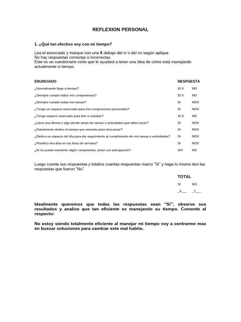 Act 2 Reflexion Personal Uso Del Tiempo | PDF