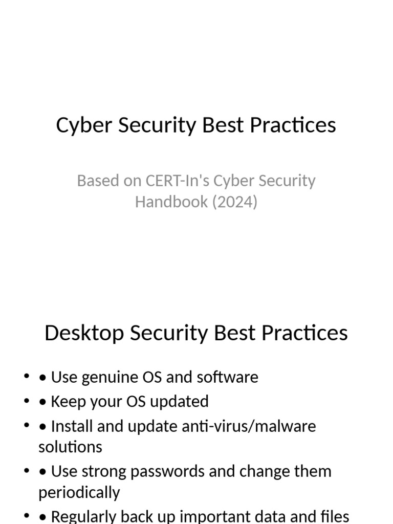 Cyber Security Best Practices | PDF