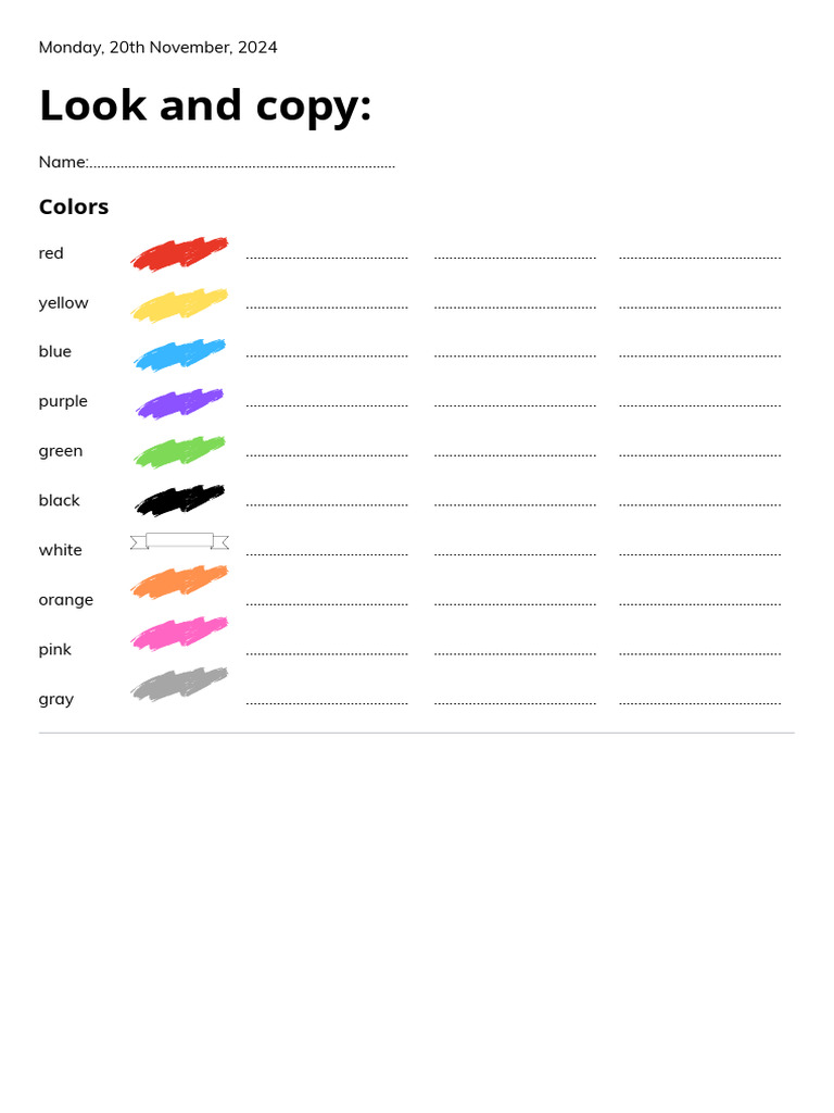 Look and Copy Colors | PDF | Color | Visual Perception