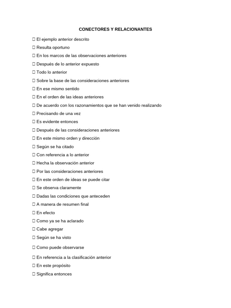 Conectores y Relacionantes | PDF | Verbo | Sintaxis