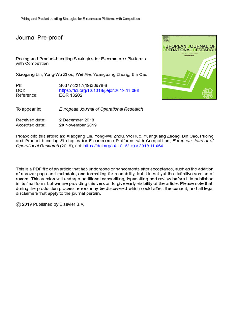 5.pricing and Product-Bundling Strategies For E-Commerce - Lin, Xiaogang Zhou, Yong-Wu Xie, Wei ...