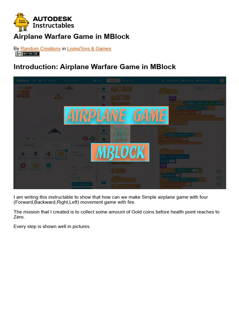 Airplane Warfare Game in MBlock - 8 Steps - Instructables | PDF
