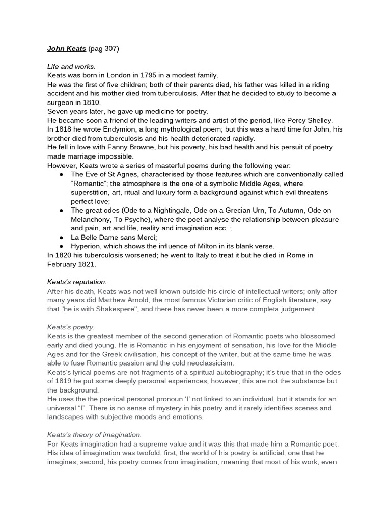 John Keats: Life, Poetry, and Beauty | PDF | John Keats | Beauty