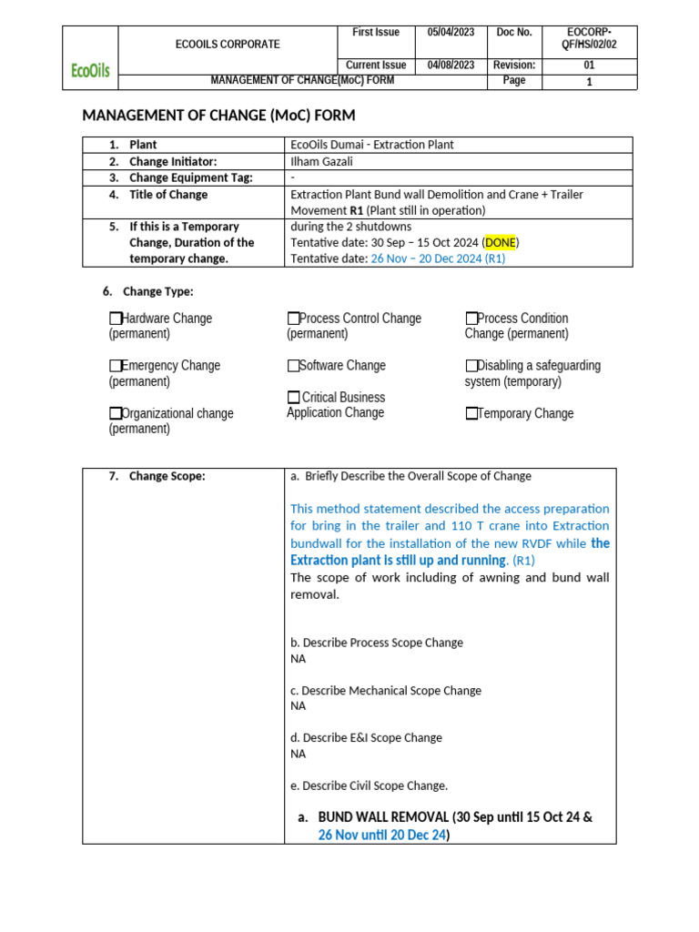 EcoOils Dumai Bund Wall Demolition Plan | PDF | Demolition