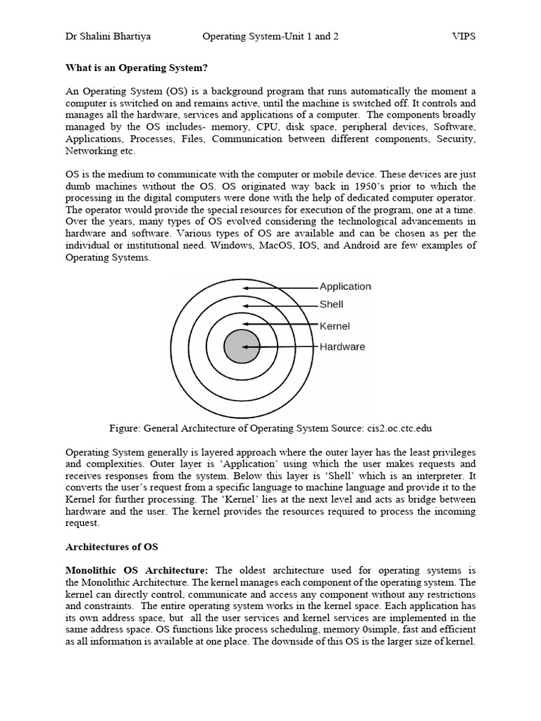 Unit 1 and 2 Operating System | PDF | Process (Computing) | Operating System