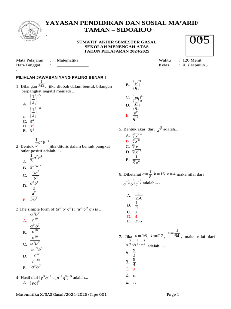 Contoh Form Soal 2 Colom | PDF