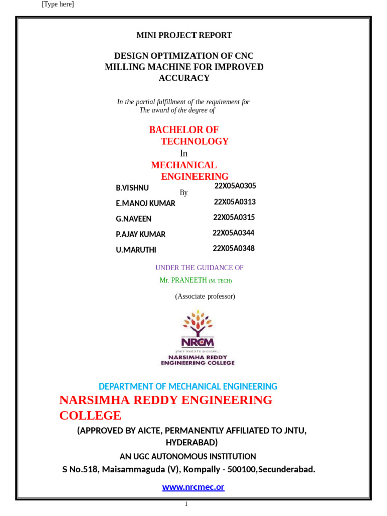 CNC Milling Machine Report | PDF | Numerical Control | Computer Aided Design