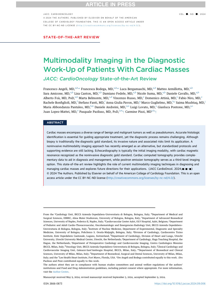 Angeli Et Al 2024 Multimodality Imaging in The Diagnostic Work Up of ...
