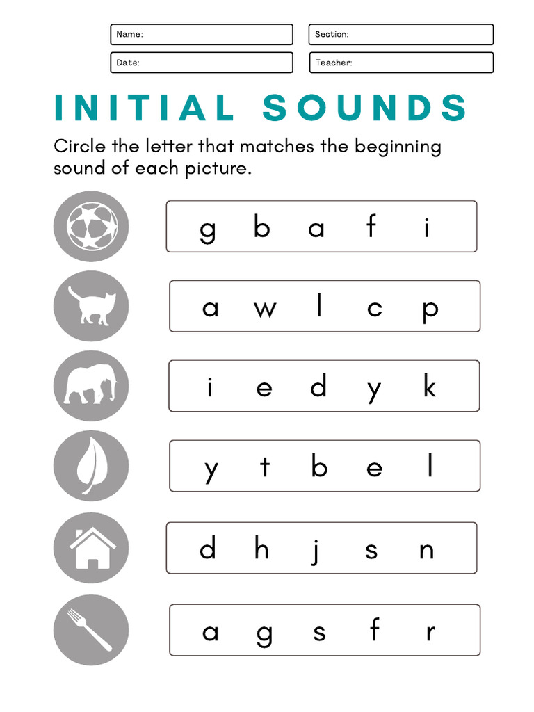 Initial Sounds Worksheet | PDF | Business Law | Intellectual Works