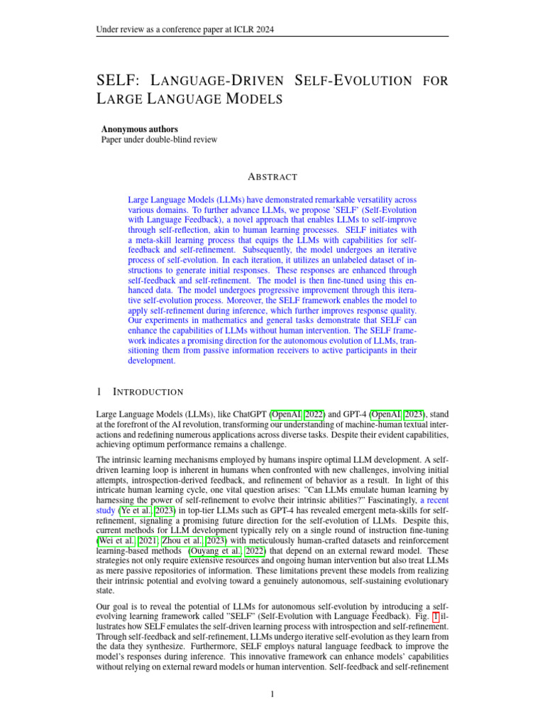 Self Language Driven Self Evolution For Large Language Models | PDF ...