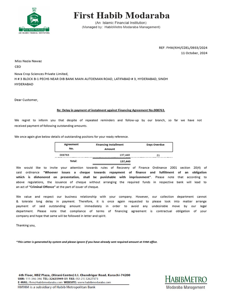Cheque Delay Letter R4 - 0933 | PDF | Justice | Crime & Violence