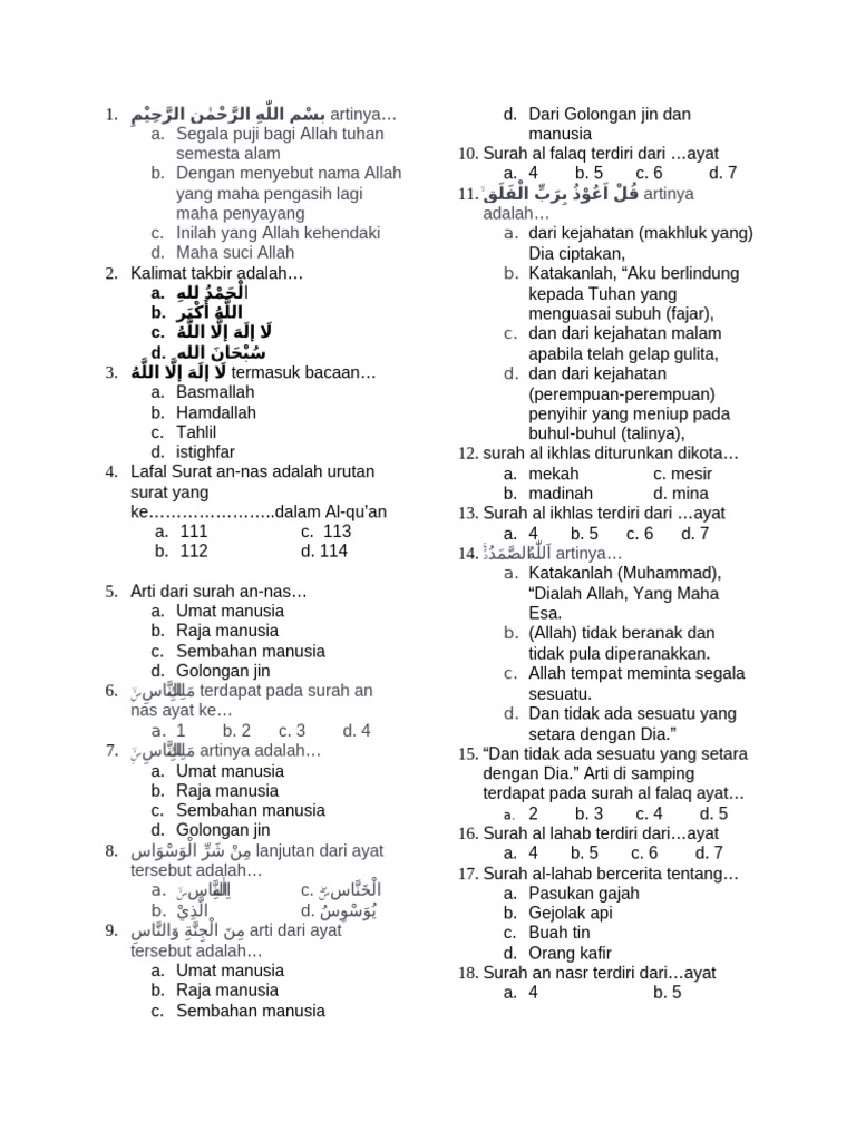 Soal BTQ Print | PDF