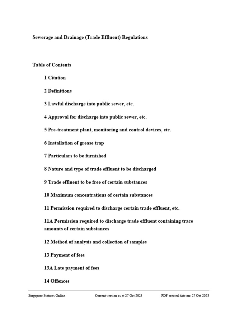 Sewerage and Drainage (Trade Effluent) Regulations | PDF | Sanitary ...