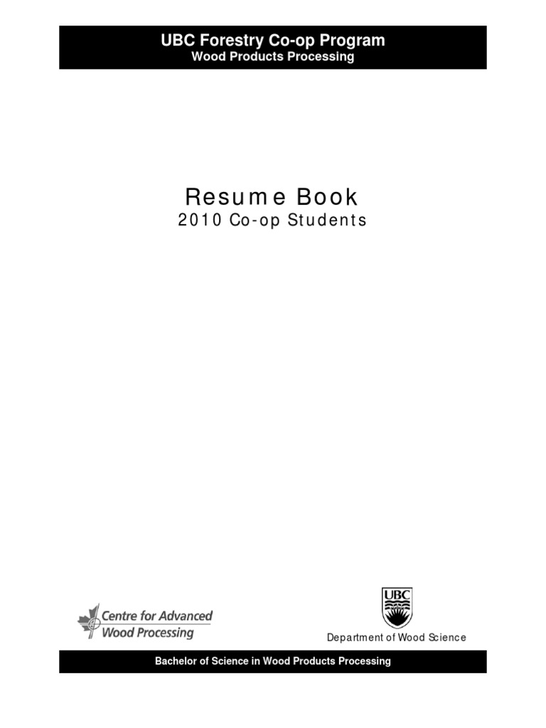 UBC Wood Products Processing Co-Op Students Resume Book 2010 | PDF ...