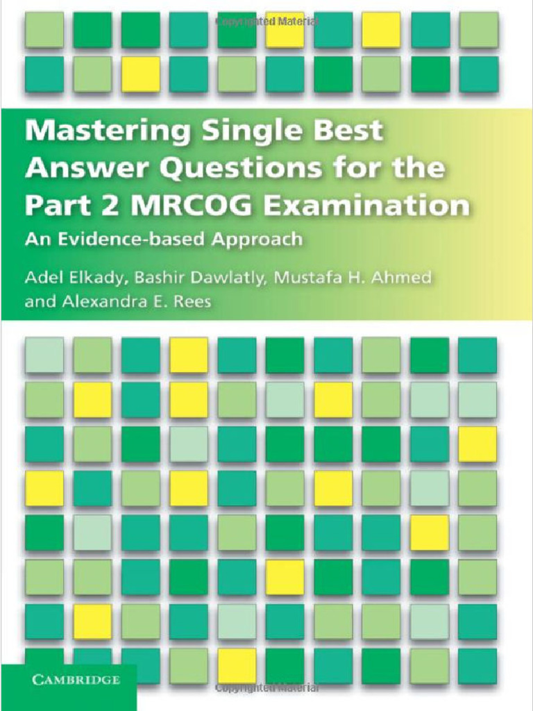 2017 Mastering Single Best Answer Questions For The Part 2 MRCOG | PDF ...