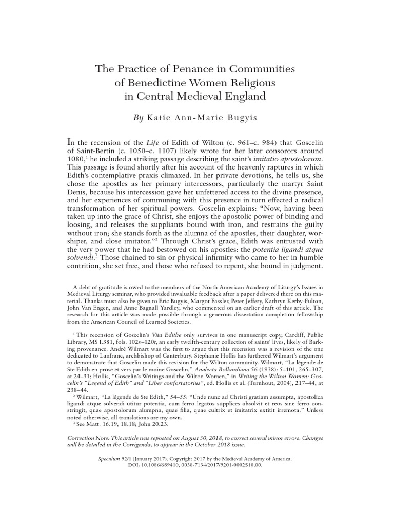 The Practice of Penance in Communities of Benedictine Women Religious ...