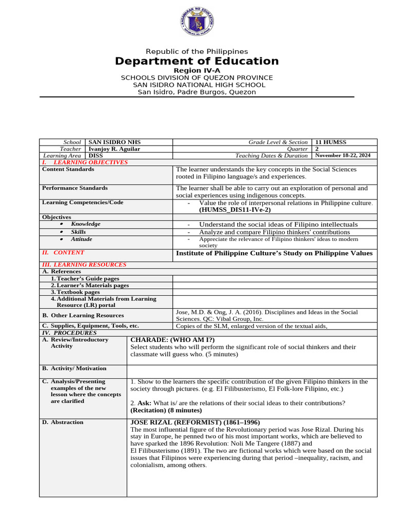 q2 w3 Diss g11 Humss | PDF | Philippines