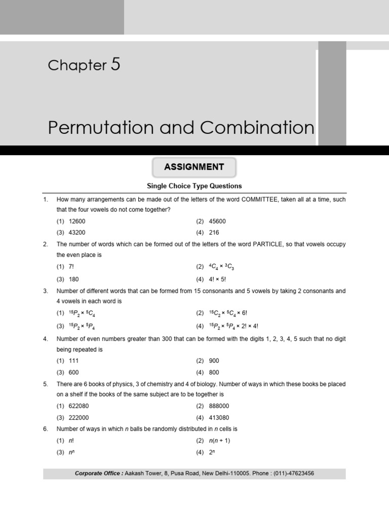 Permutation and Combination - Final | PDF | Numbers | Permutation