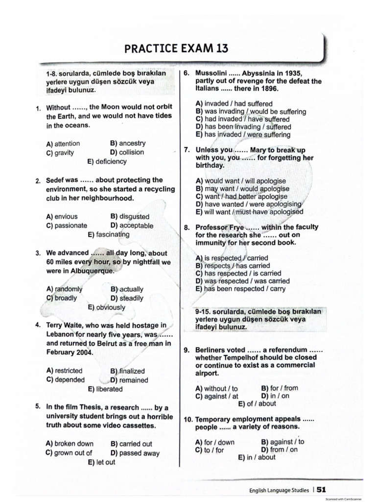 ELS Practice Exam 13 | PDF