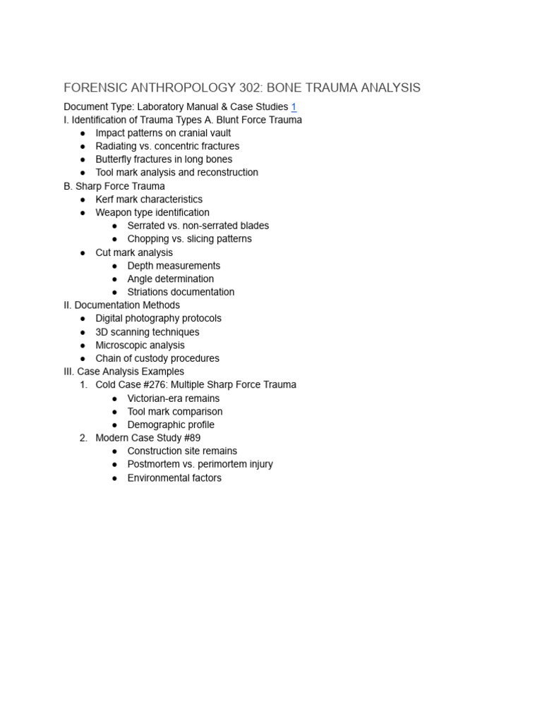 Bone Trauma Analysis in Forensics | PDF