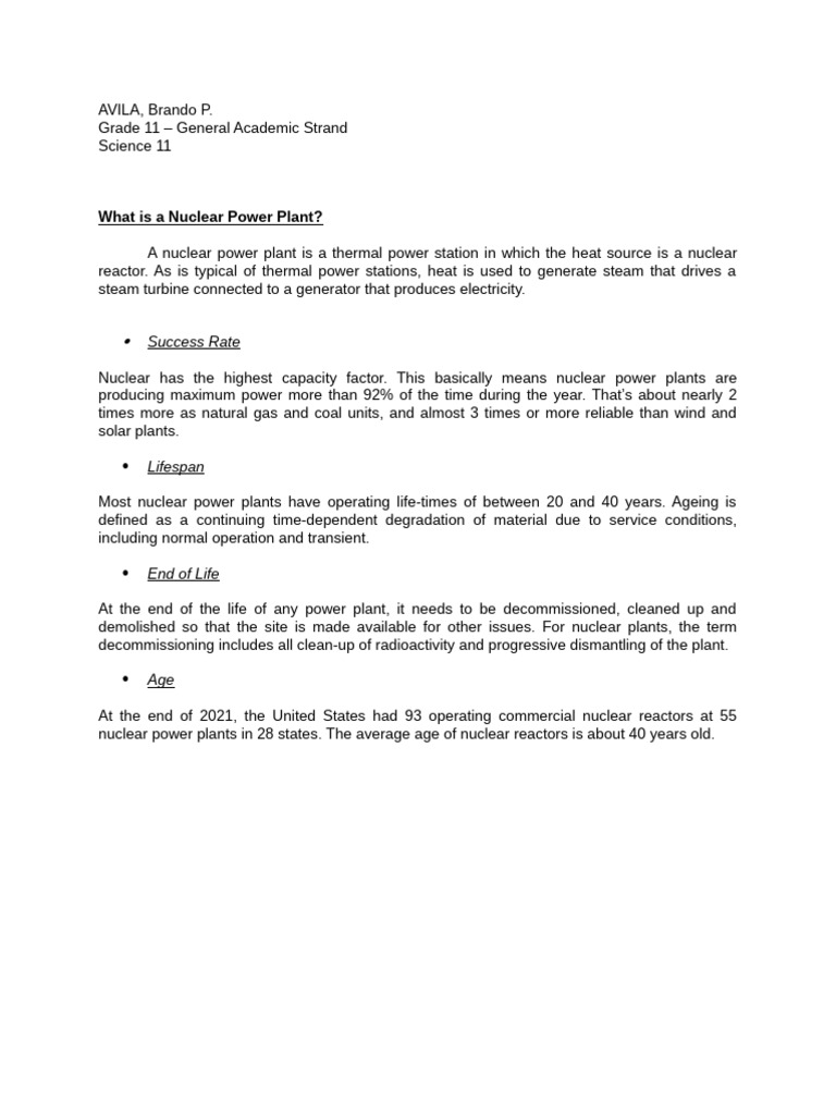 Overview of Nuclear Power Plants | PDF