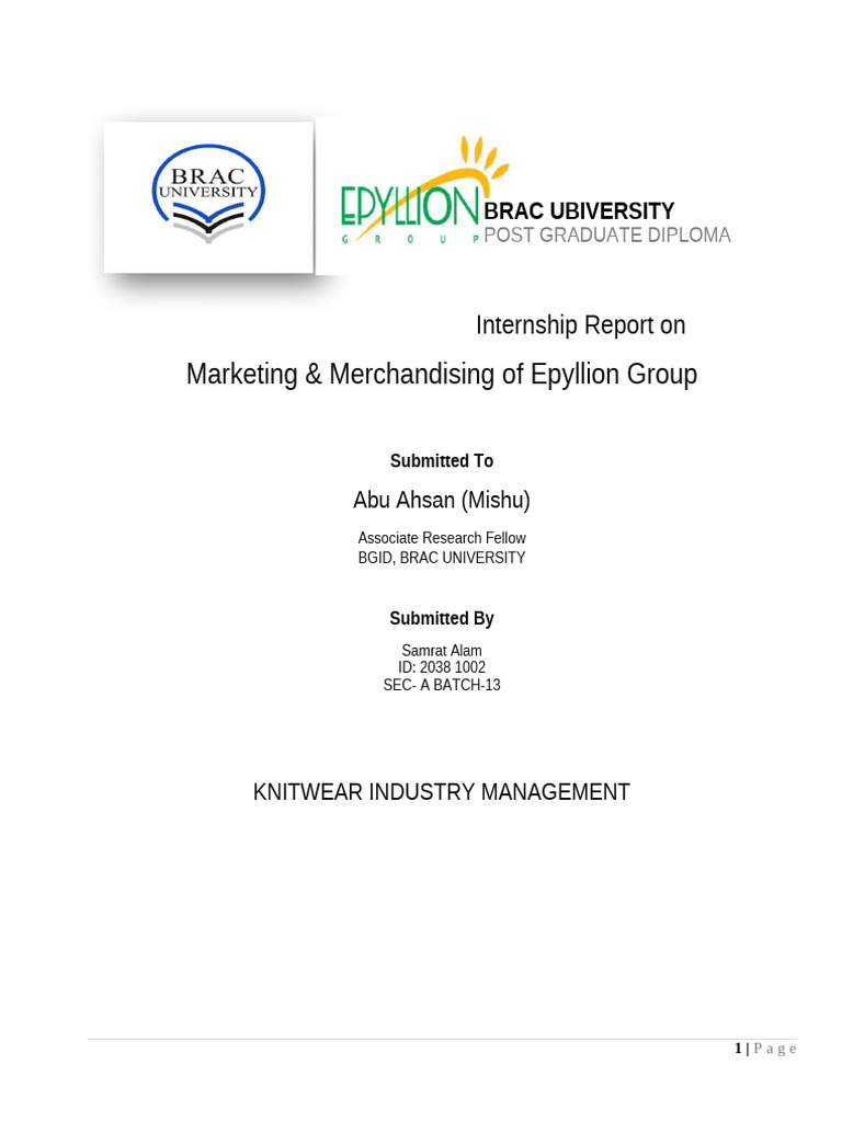 Internship Report - 203801002 - Intake-5, Batch-13, Samrat Alam | PDF | Textiles | Clothing