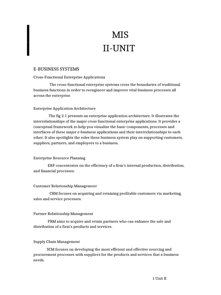 MIS II Unit | PDF | Enterprise Resource Planning | Customer ...