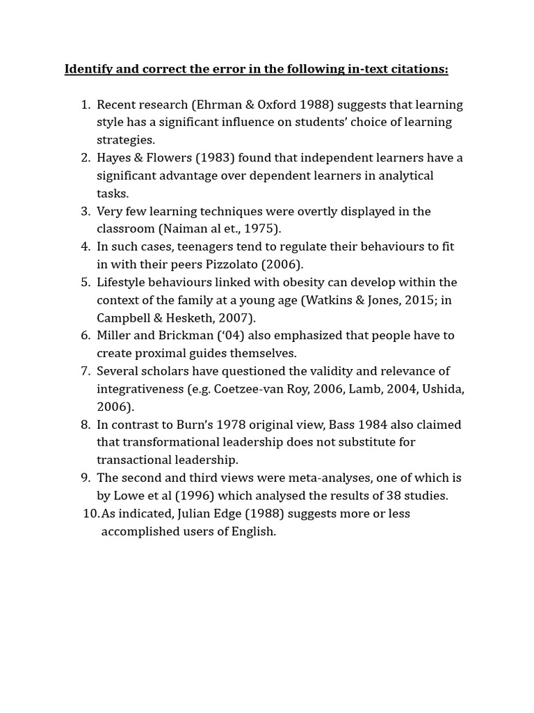 In-Text Citation Practice | PDF