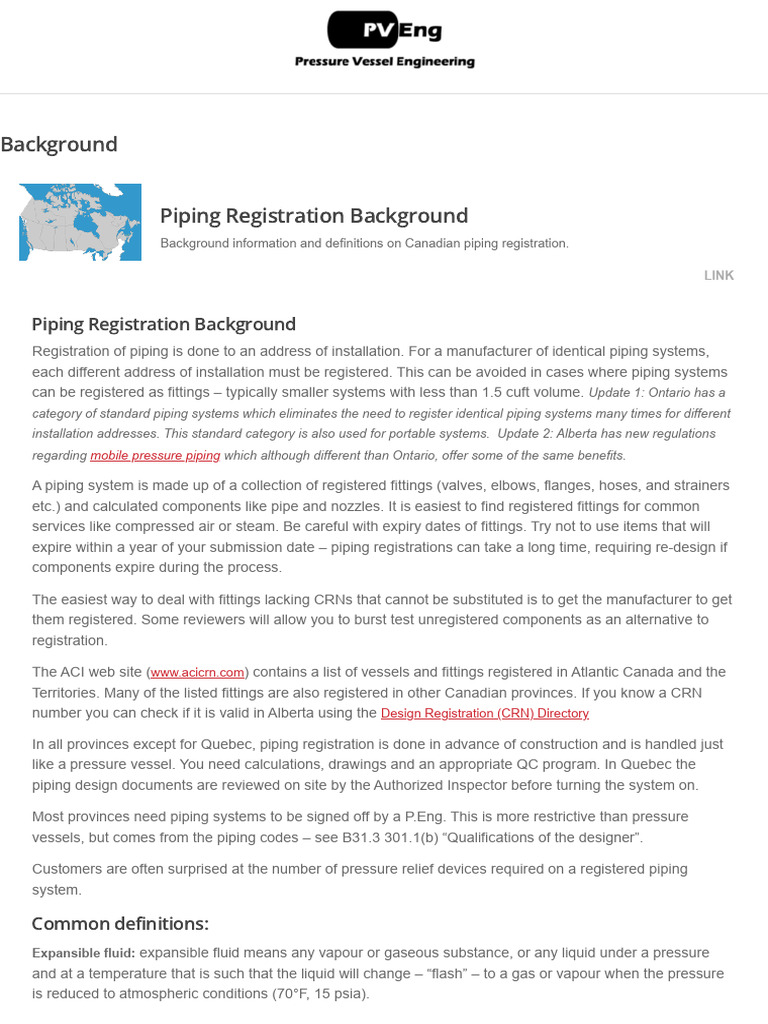 Piping Registration - Pressure Vessel Engineering | PDF | Refrigeration ...