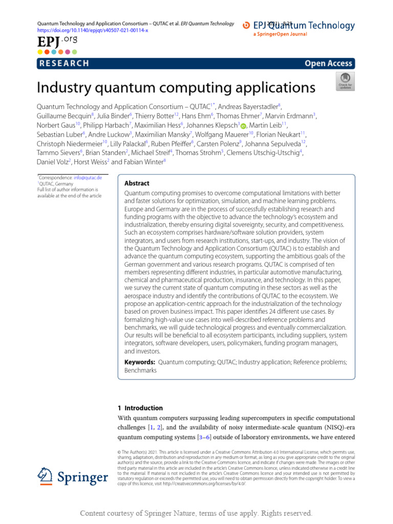 Industry Quantum Computing Applications | PDF | Quantum Computing ...