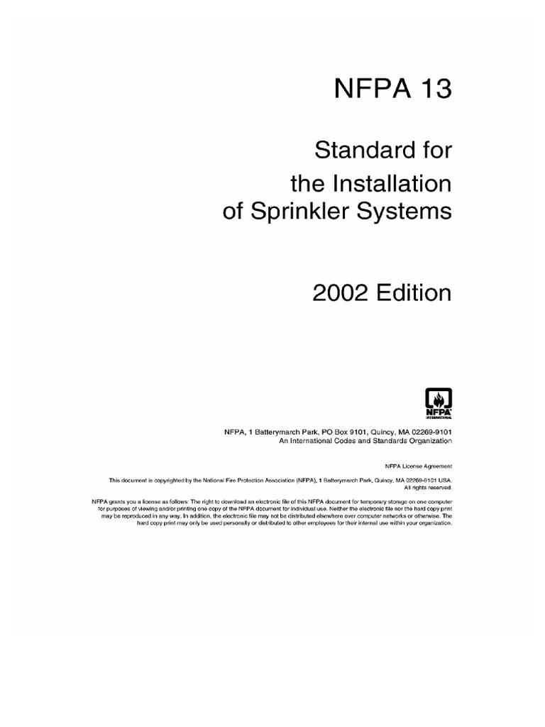 NFPA 13 - Standard For The Installation of Sprinkler Systems (2002 ...