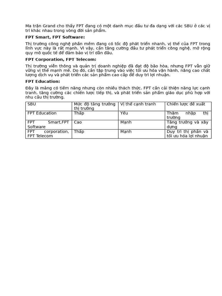 bổ sung đánh giá ma trận grand của FPT | PDF