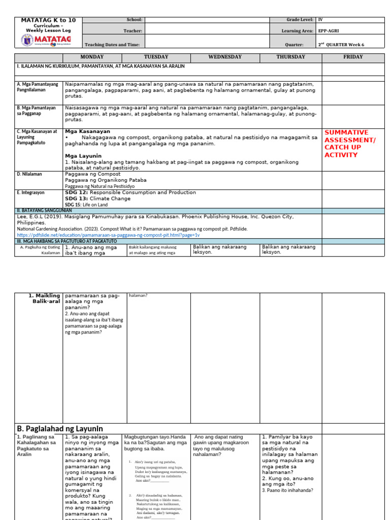 DLL - Epp Agri 4 - Q2 W6 Final | PDF