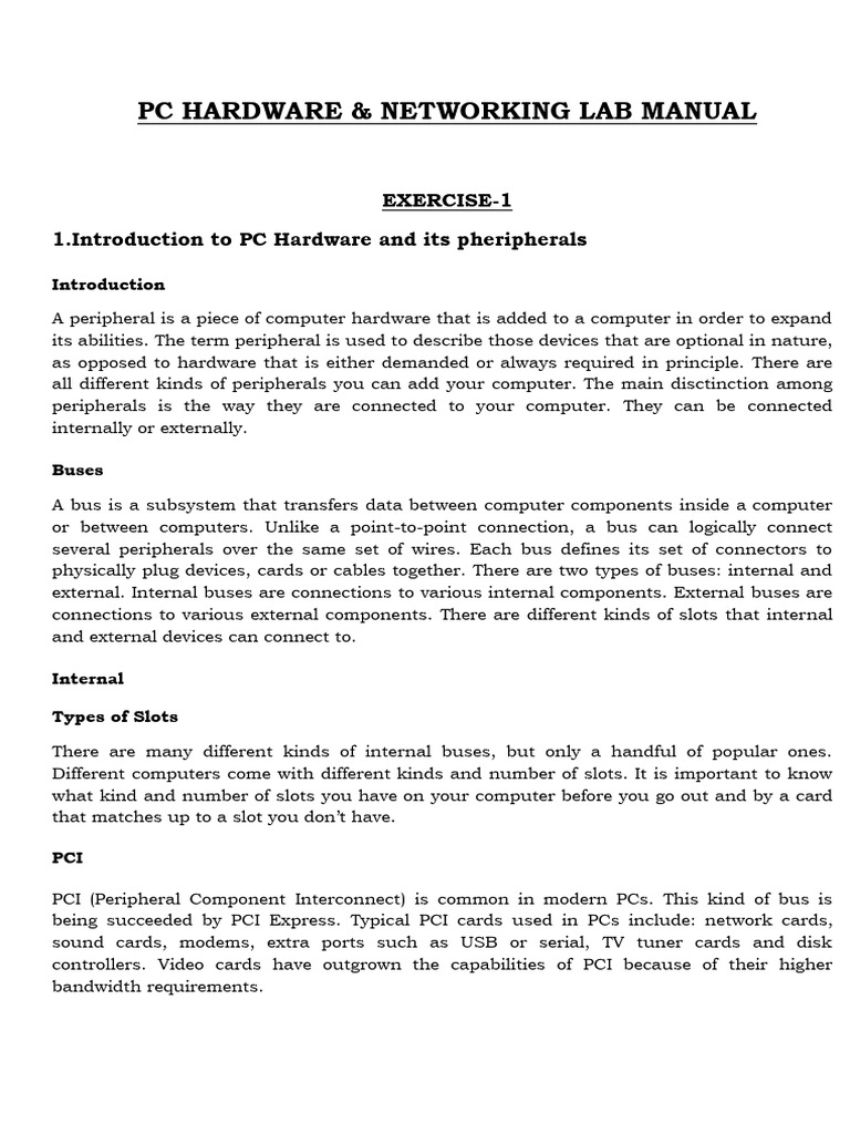 PCHN Labmanual | PDF | Coaxial Cable | Usb