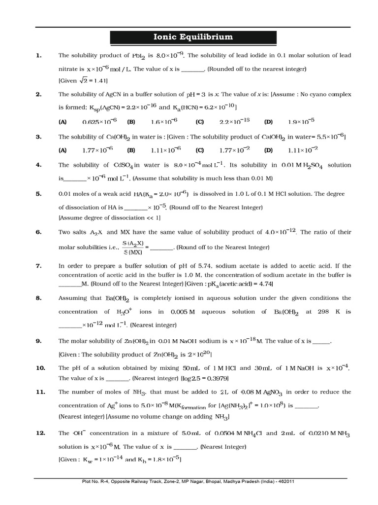 Ionic Equilibrium | PDF