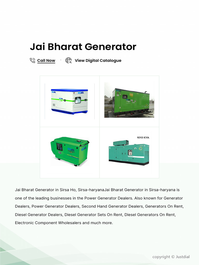 Jai Bharat Generator Sirsa Ho Sirsa Haryana Power Generator Dealers ...