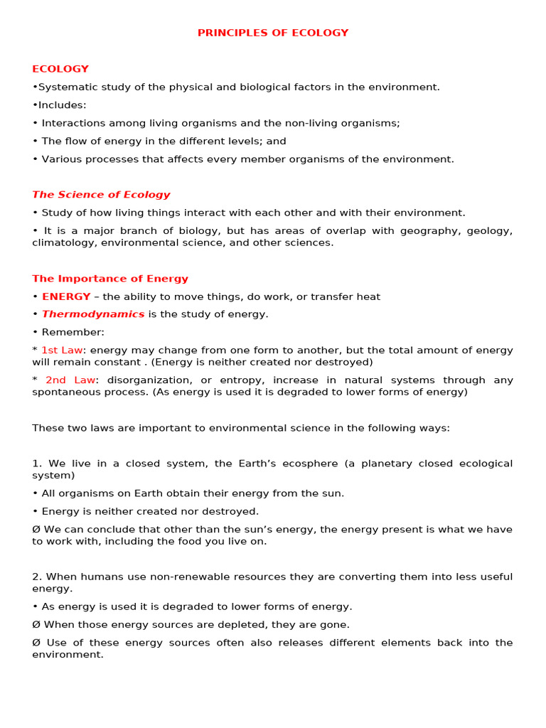 Es - Principles of Ecology | PDF | Ecology | Ecosystem