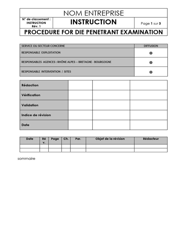 Modèle Instruction Penetrant Examination | PDF | Applied And ...