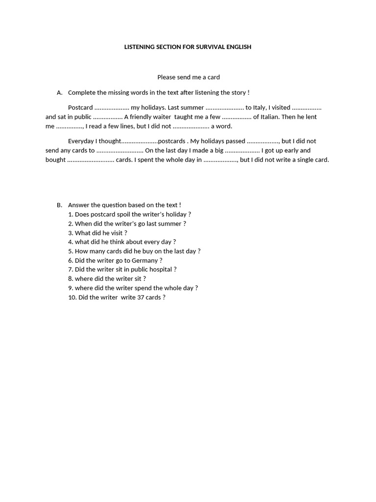 Please Send Me A Card | PDF